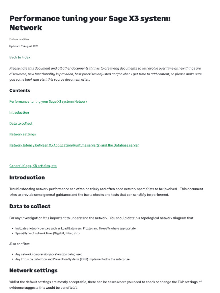 Performance Tuning Your Sage X3 System Network | PDF