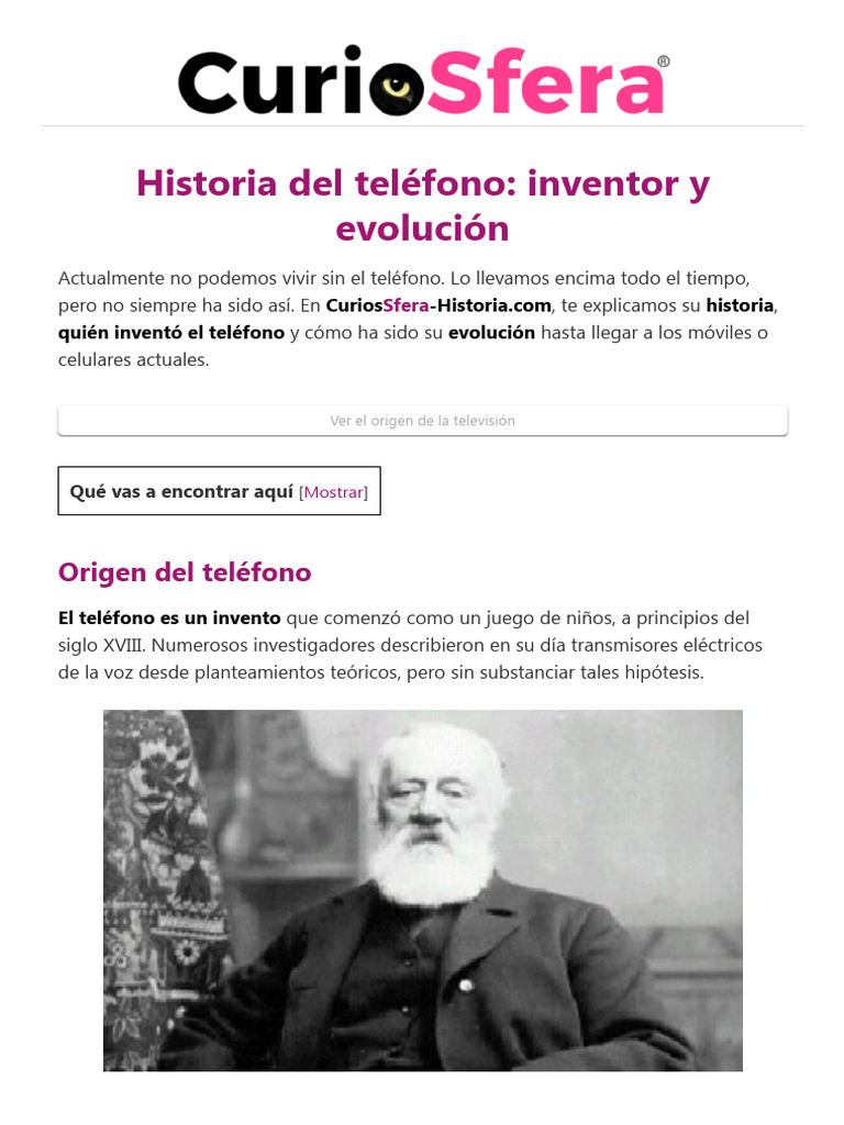 Origen Del Teléfono - Quién Inventó El Teléfono | PDF | Teléfono ...