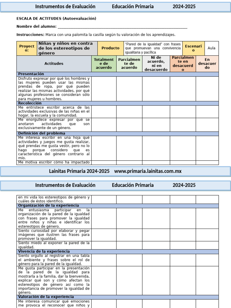 3 ejan Marzo - Instrumentos de Evaluaci n (2024-2025) | PDF | Las emociones | Evaluación