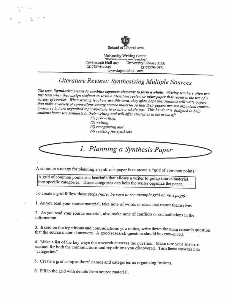 Literature Review Synthesizing Multiple Sources 1 | PDF