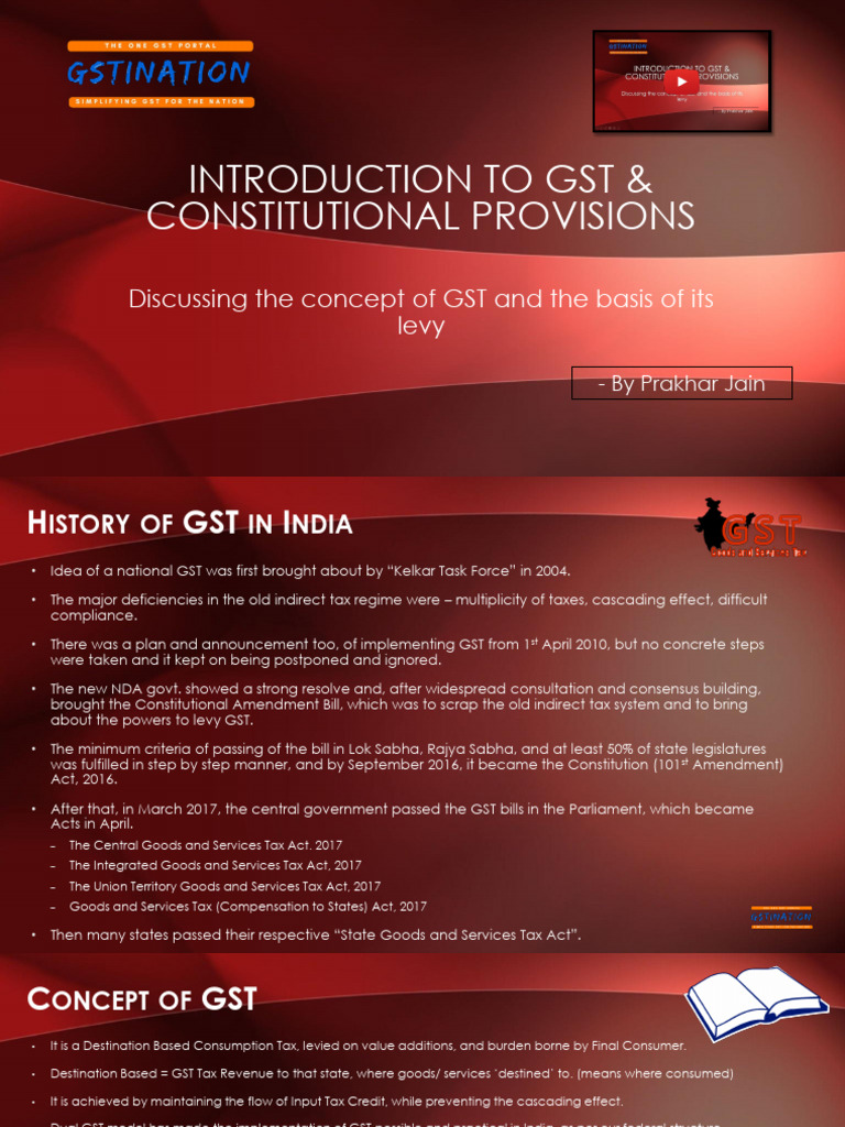 Introduction To GST Constitutional Provisions PPT | PDF | Taxes | Value ...