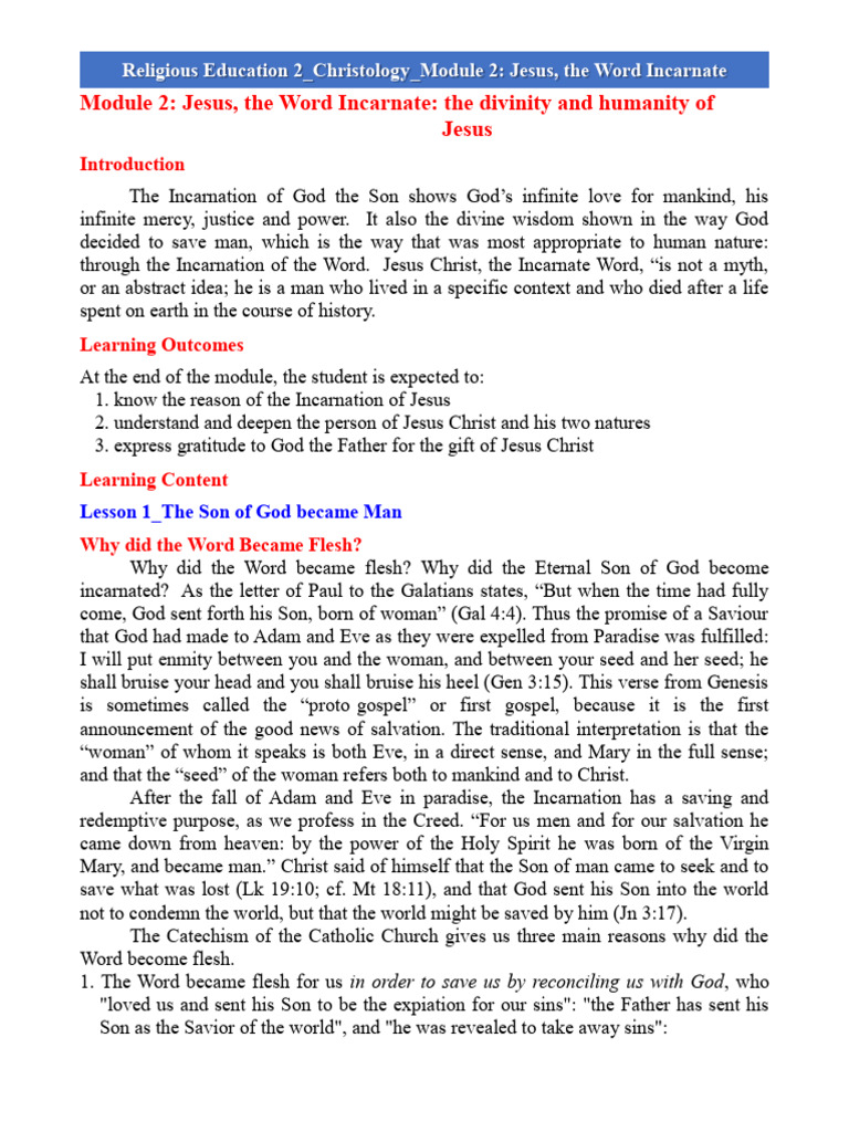 Jesus Christ: The Word Incarnate Explained | PDF | Incarnation ...