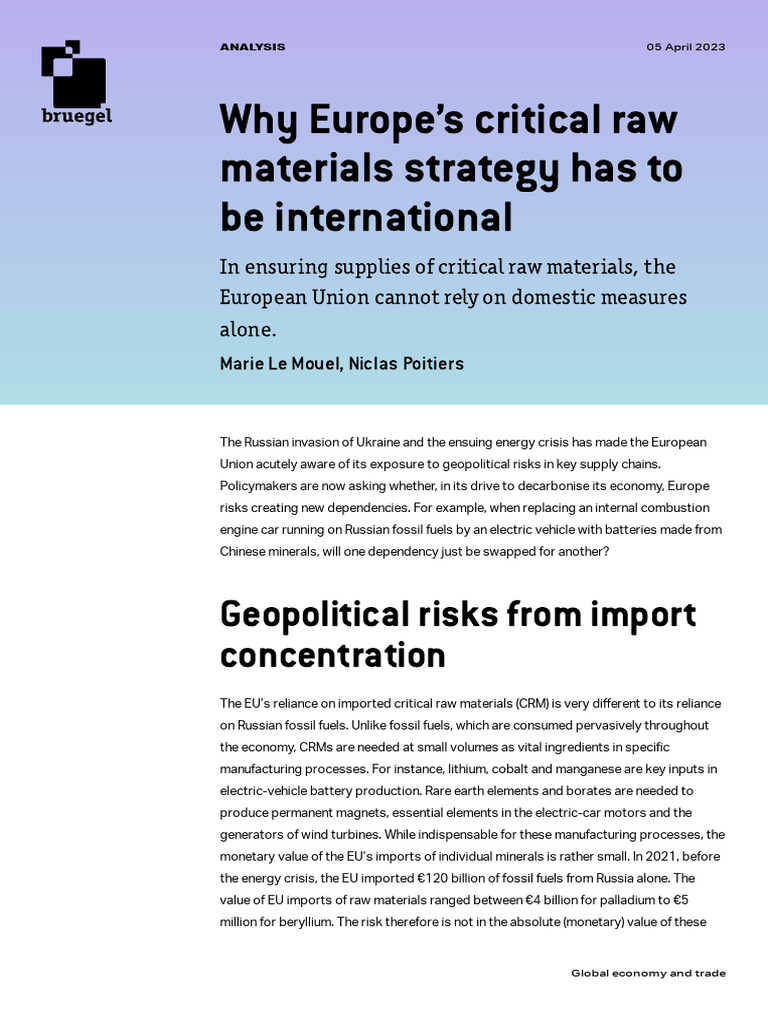 Europe's Critical Raw Materials Strategy | PDF | Mining | Electric Vehicle