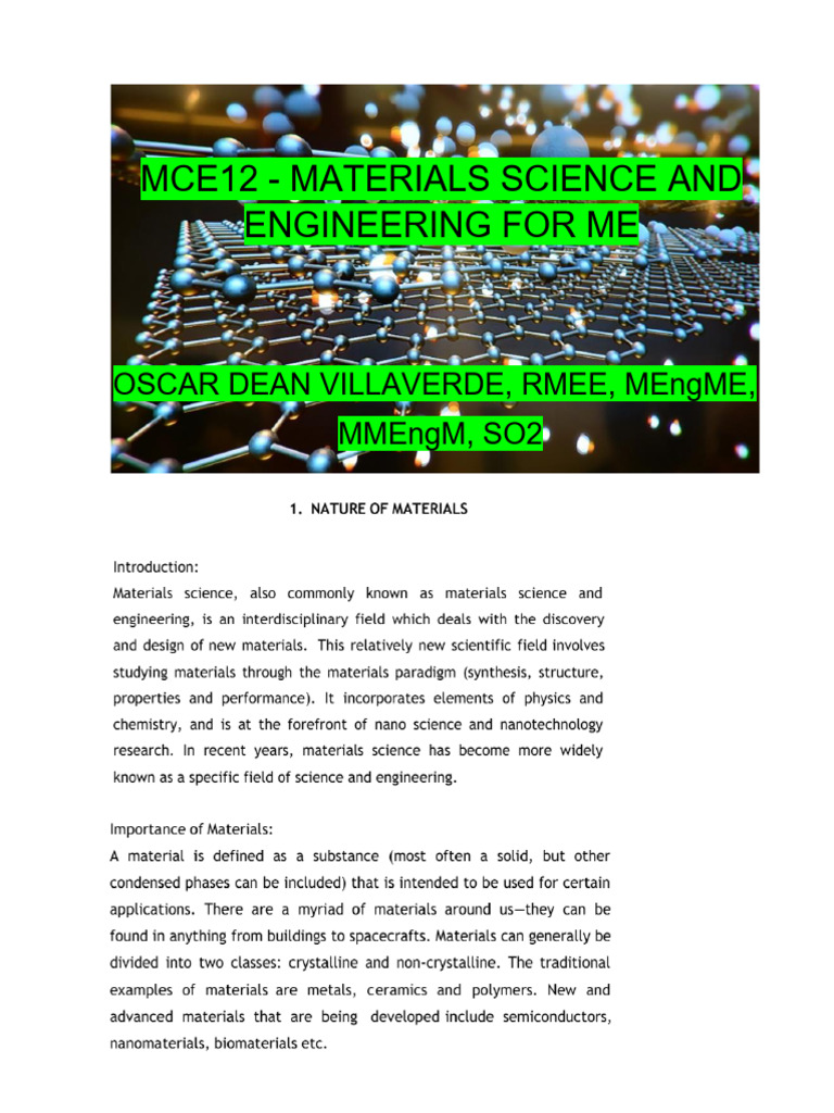 1 Nature of Materials | PDF