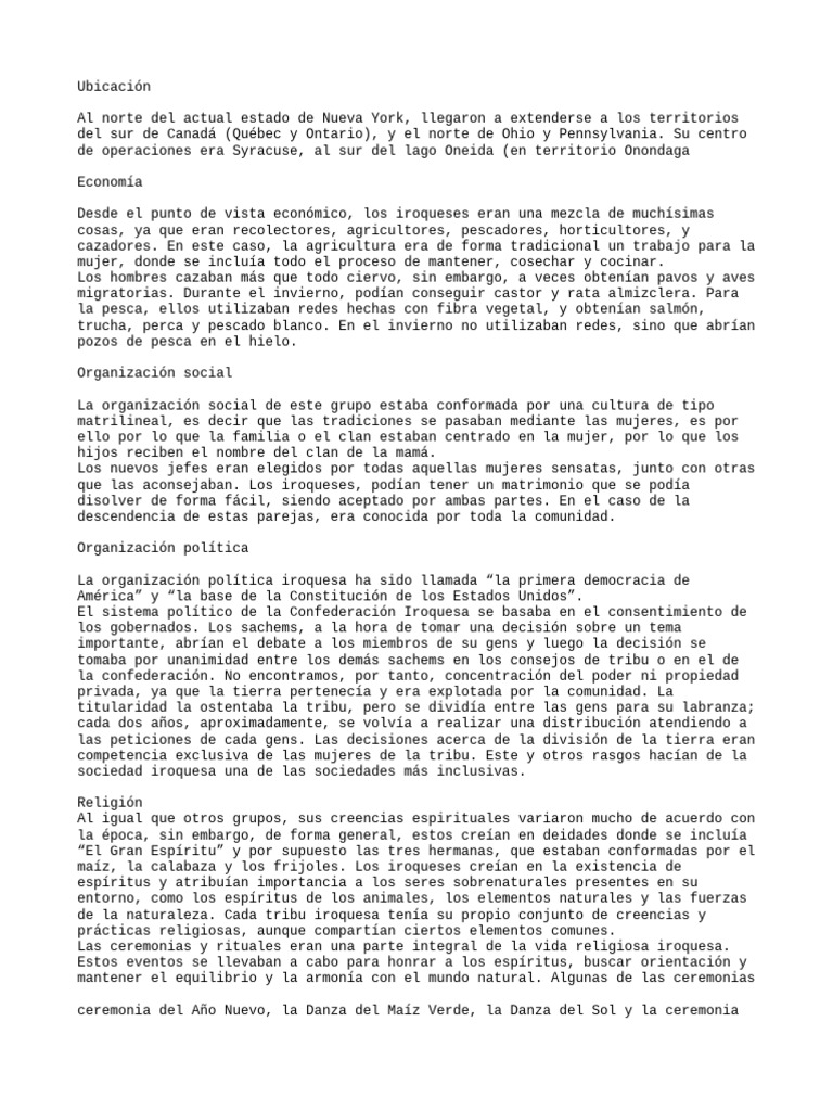 Iroqueses: Ubicación y Economía | PDF | Iroqueses | Agricultura
