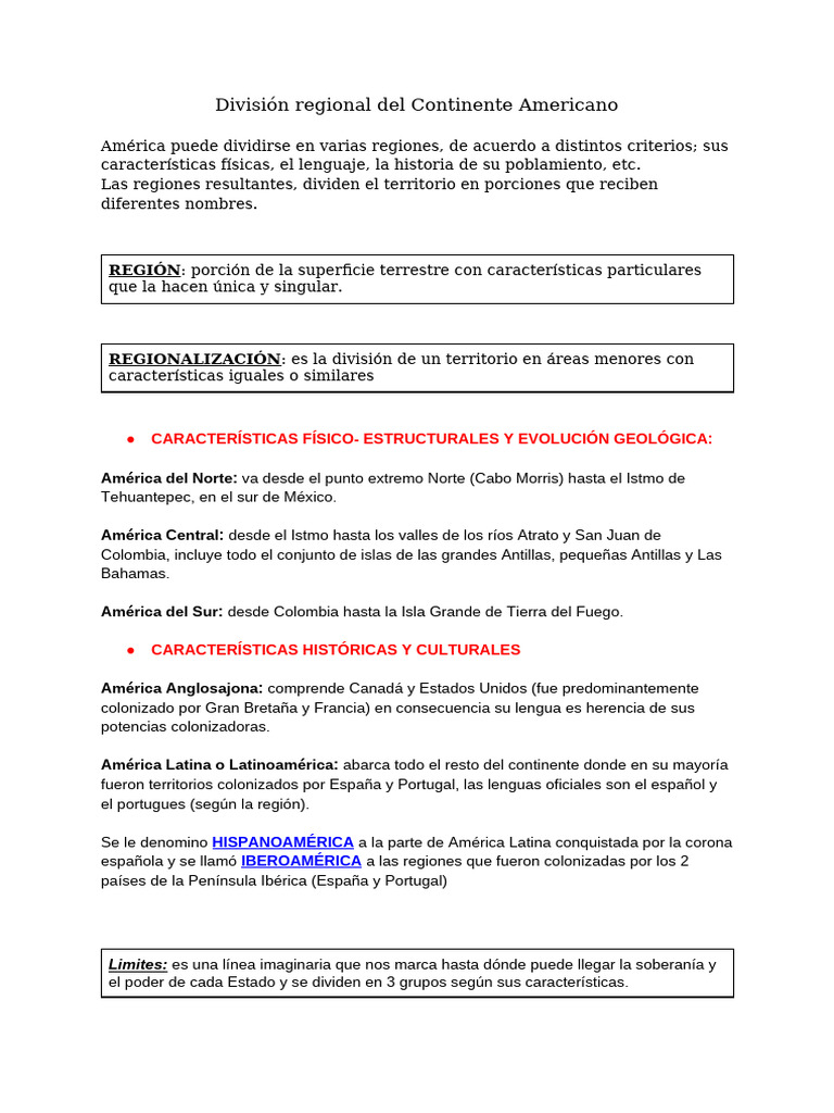 División Regional de América | PDF | Américas | Continente