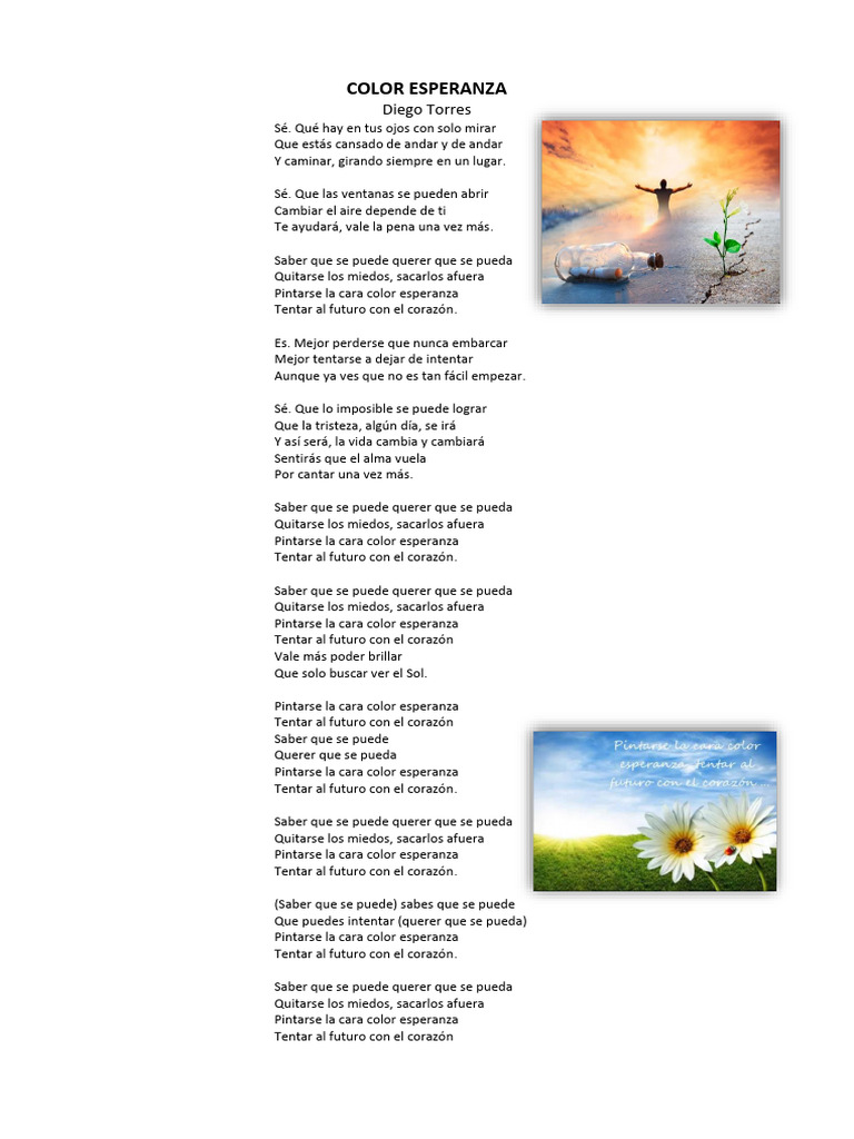 Color Esperanza. Letra | PDF