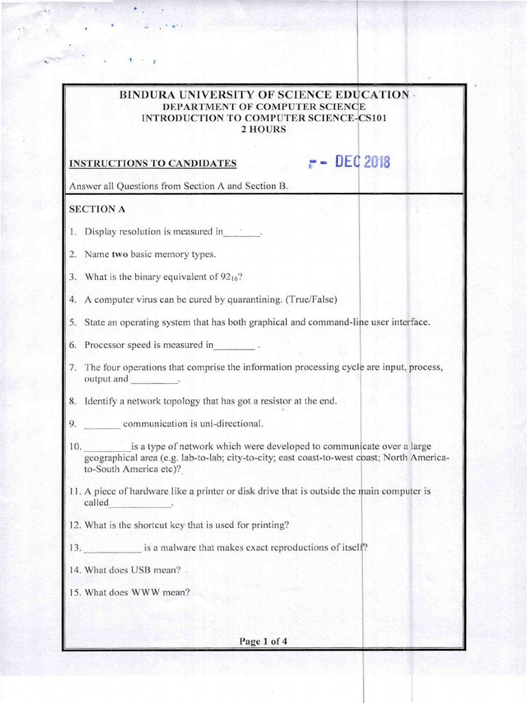 CS 101 Dec 2018 | PDF