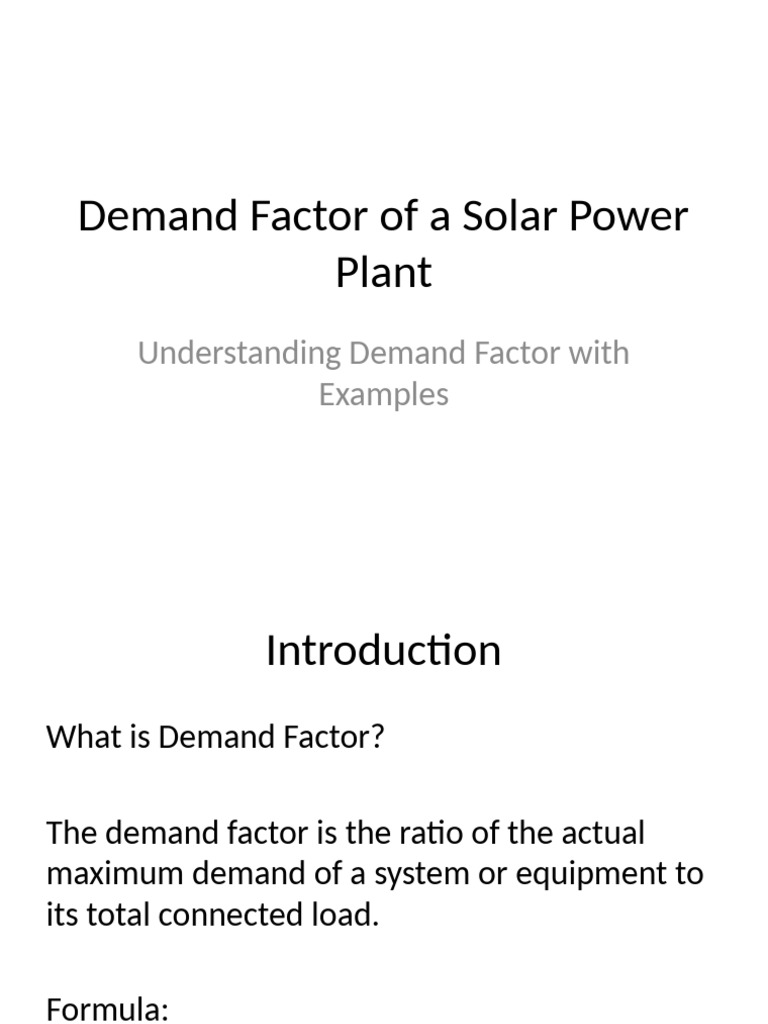 Demand Factor Solar Power Plant With Data Sheet | PDF | Solar Power ...