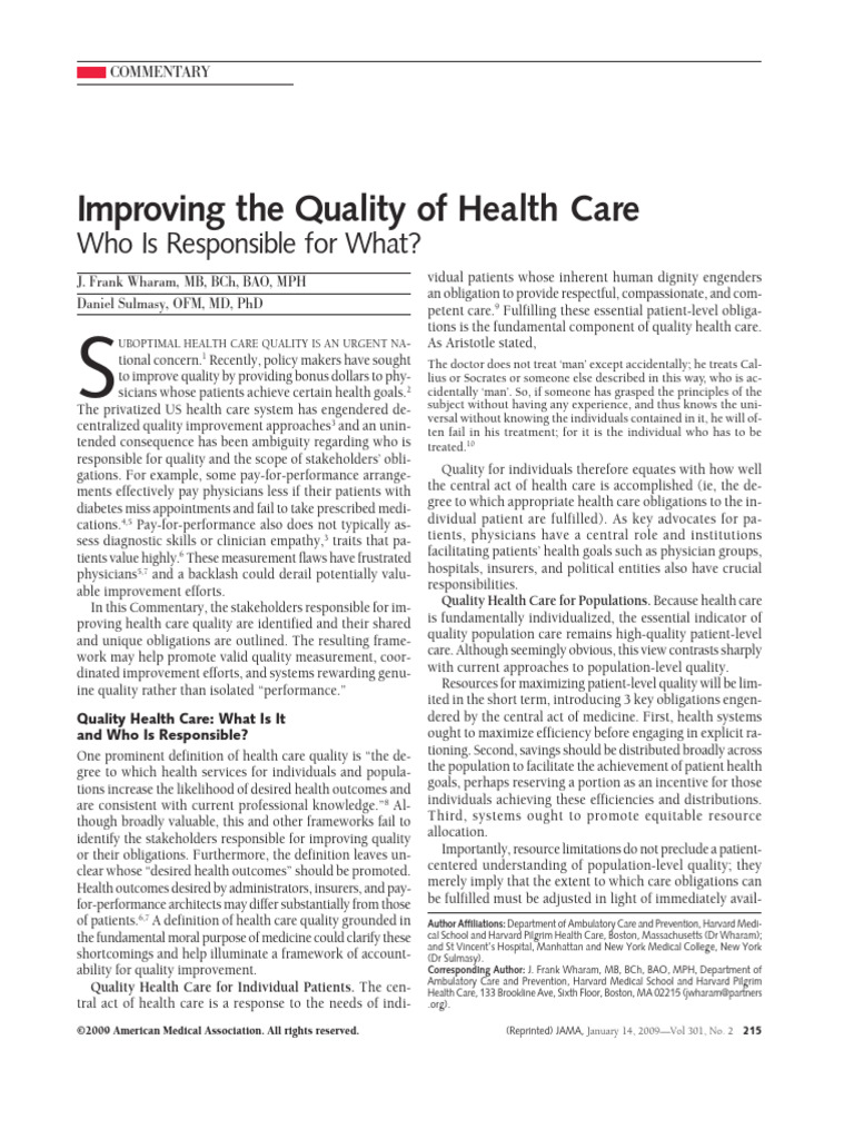 Accountability in Health Care Quality | PDF | Health Care | Health ...