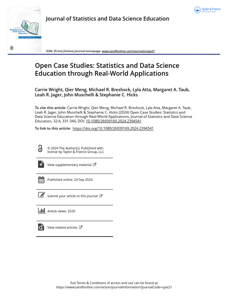 Open Case Studies Statistics and Data Science Education through Real ...