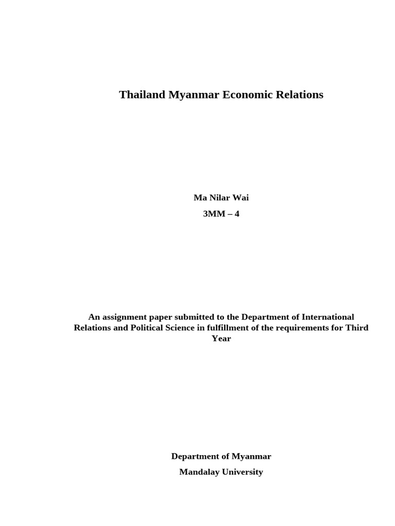 Myanmar-Thailand Economic Relations Analysis | PDF | Thailand | Myanmar