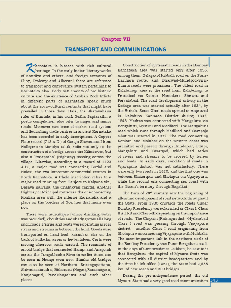 Chapter 07 Transport and Communications | PDF | Road Transport | Transport Infrastructure