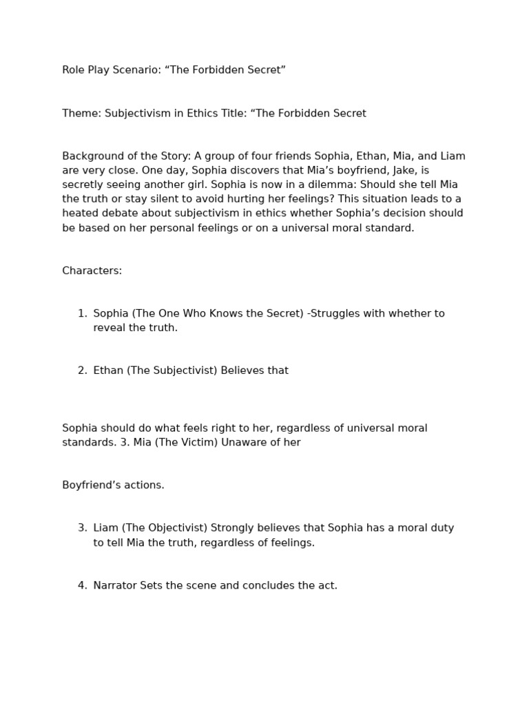 The Forbidden Secret Script | PDF | Morality | Truth