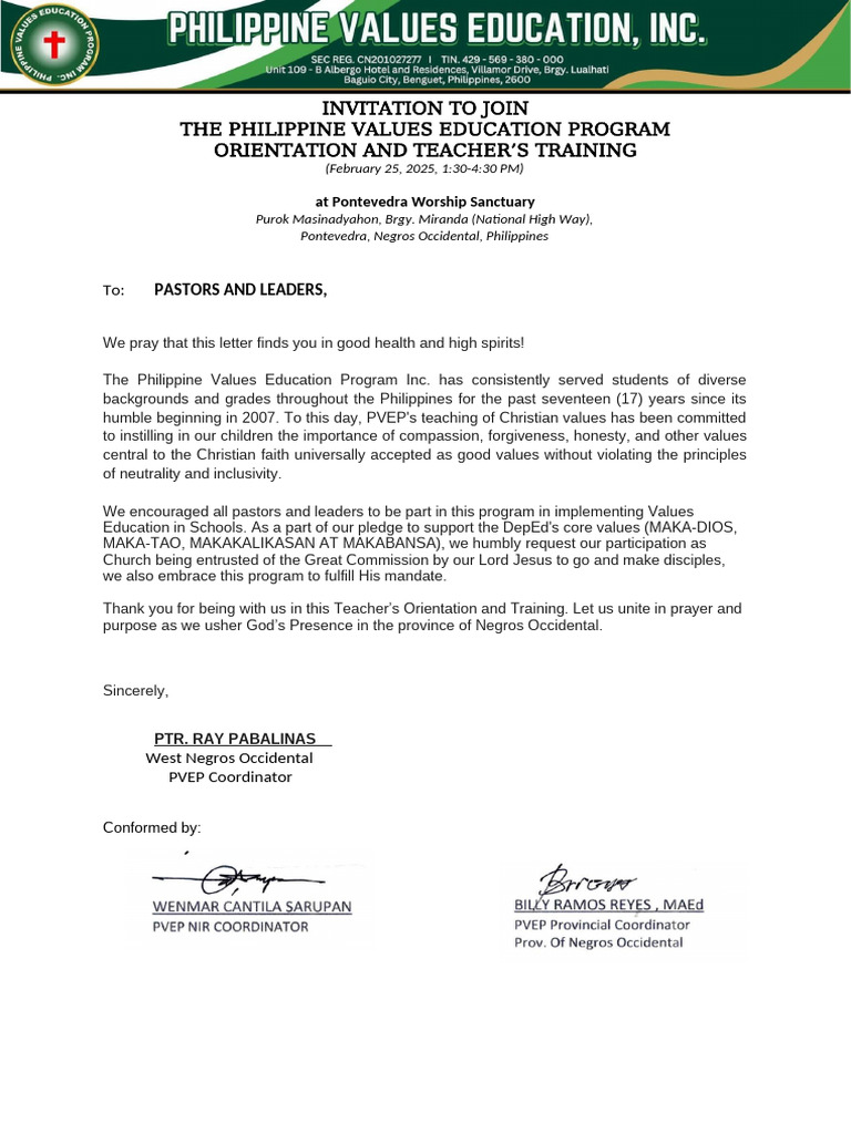 PVEP INVITATION LETTER | PDF
