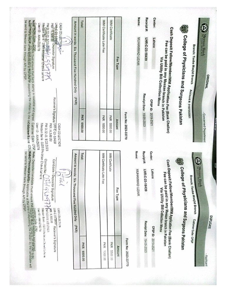 Cash Deposit Slip For IMM Certificate | PDF