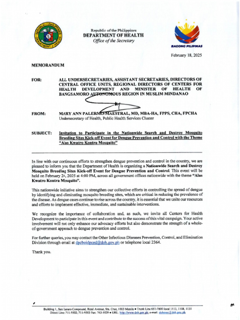 Memo To All DOH CO Offices and CHDs | PDF