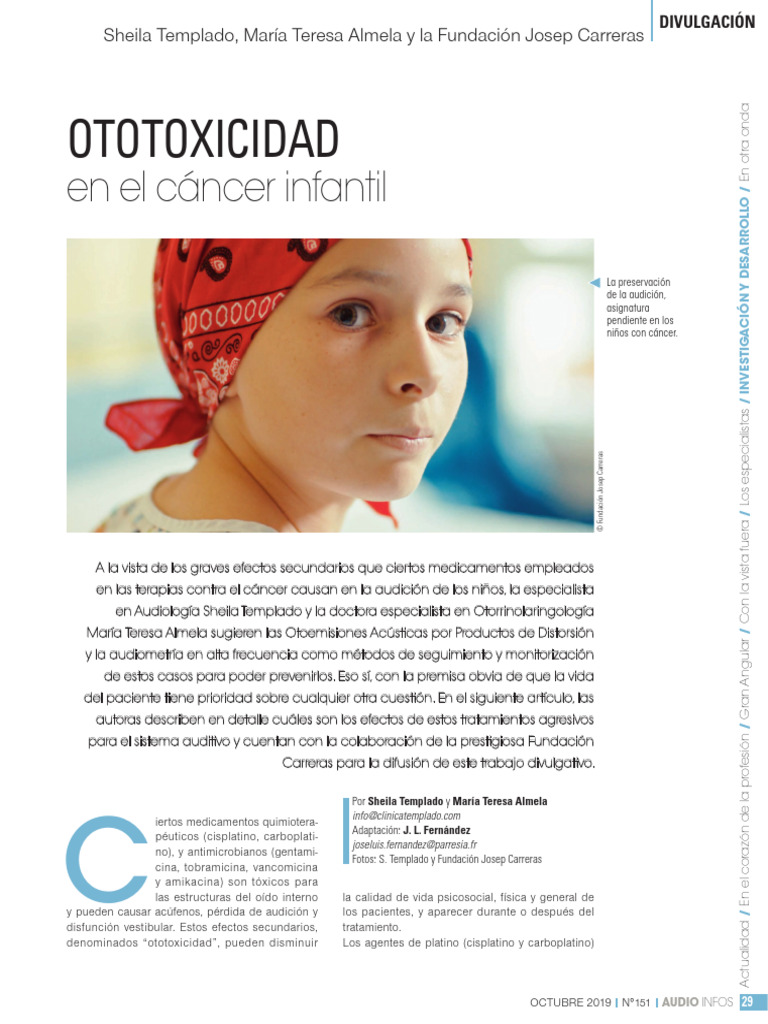Ototoxicidad en niños con cáncer | PDF | Escuchando | Especialidades ...
