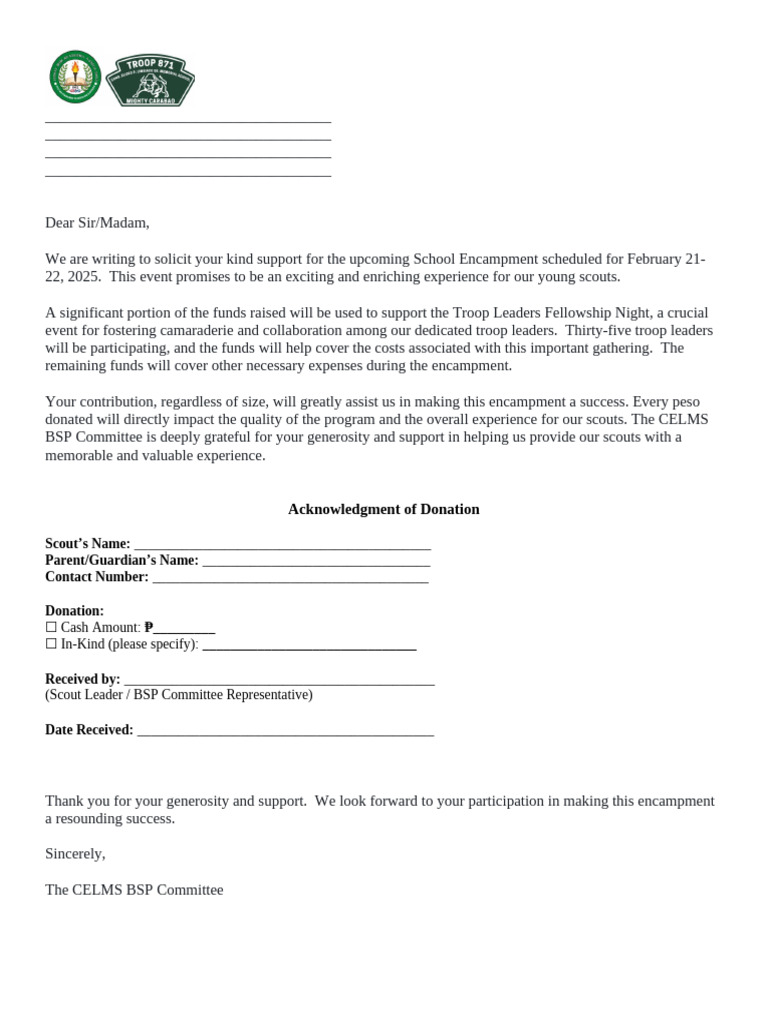 solicitation with acknowledgement of donation | PDF