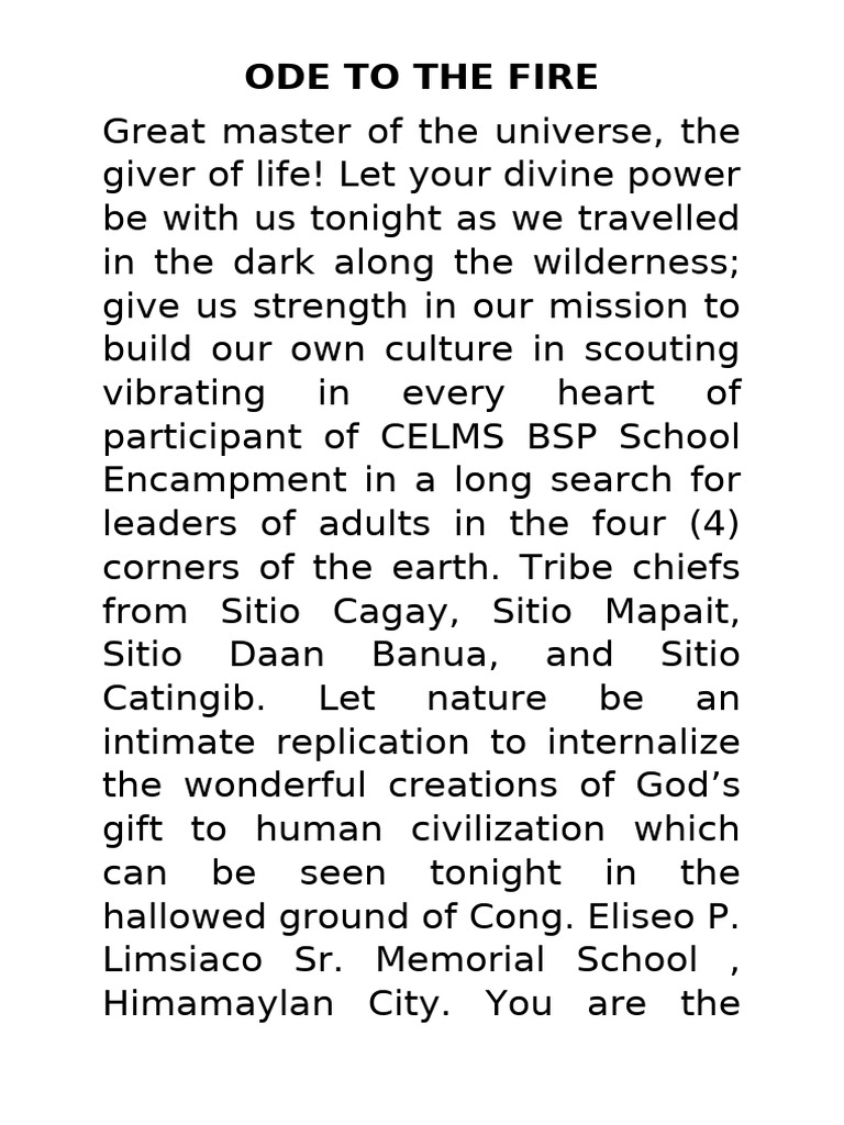 Ode To The Fire | PDF