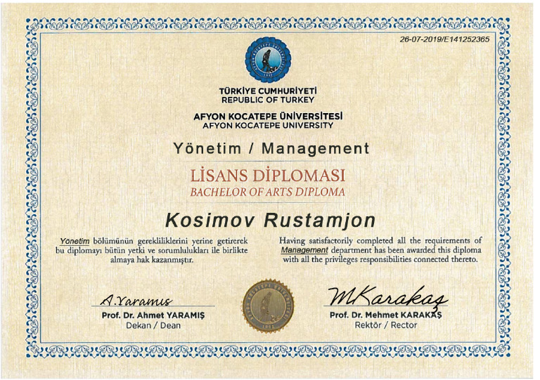 Afyon Univer Diplom | PDF