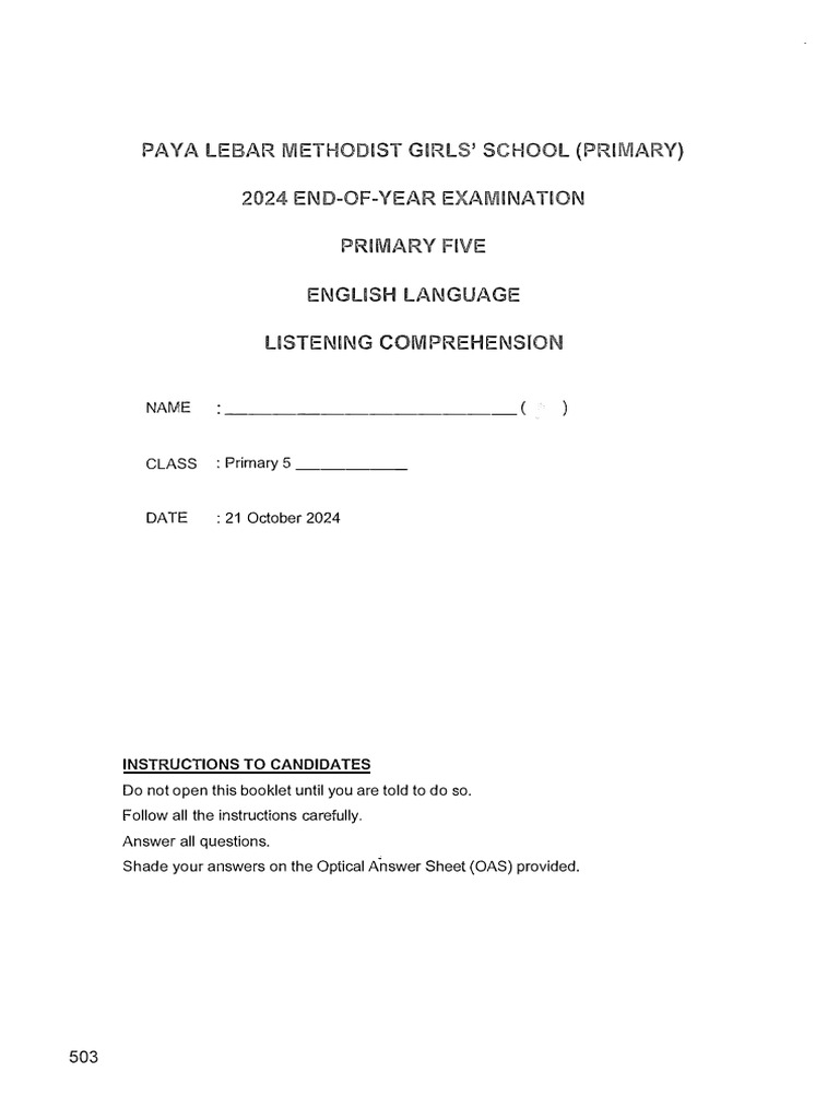 P5_English_EOY_2024_PLMGS_Exam_Papers | PDF