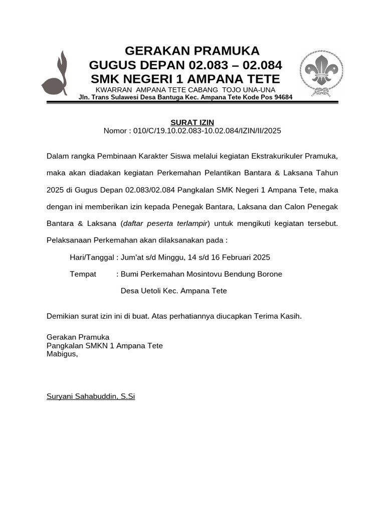 Surat Izin Sekolah - fix | PDF