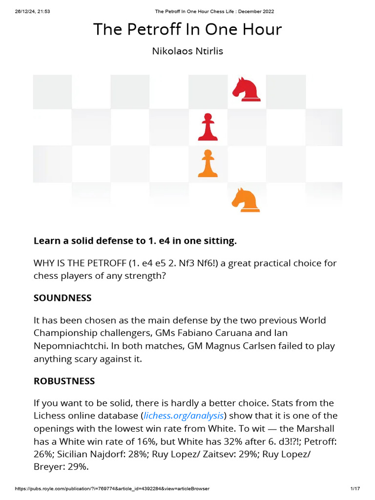 The Petroff In One Hour Chess Life _ December 2022 | PDF | Chess ...