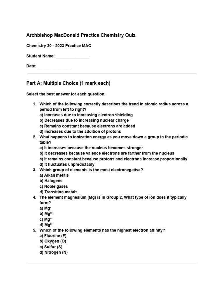 Periodicity Practice | PDF