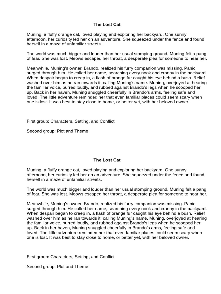 Muning's Adventure: The Lost Cat | PDF