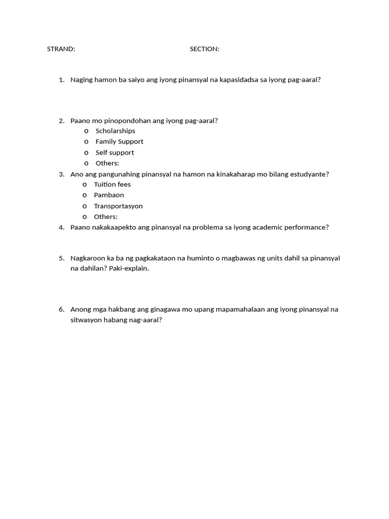 Questionnaires | PDF