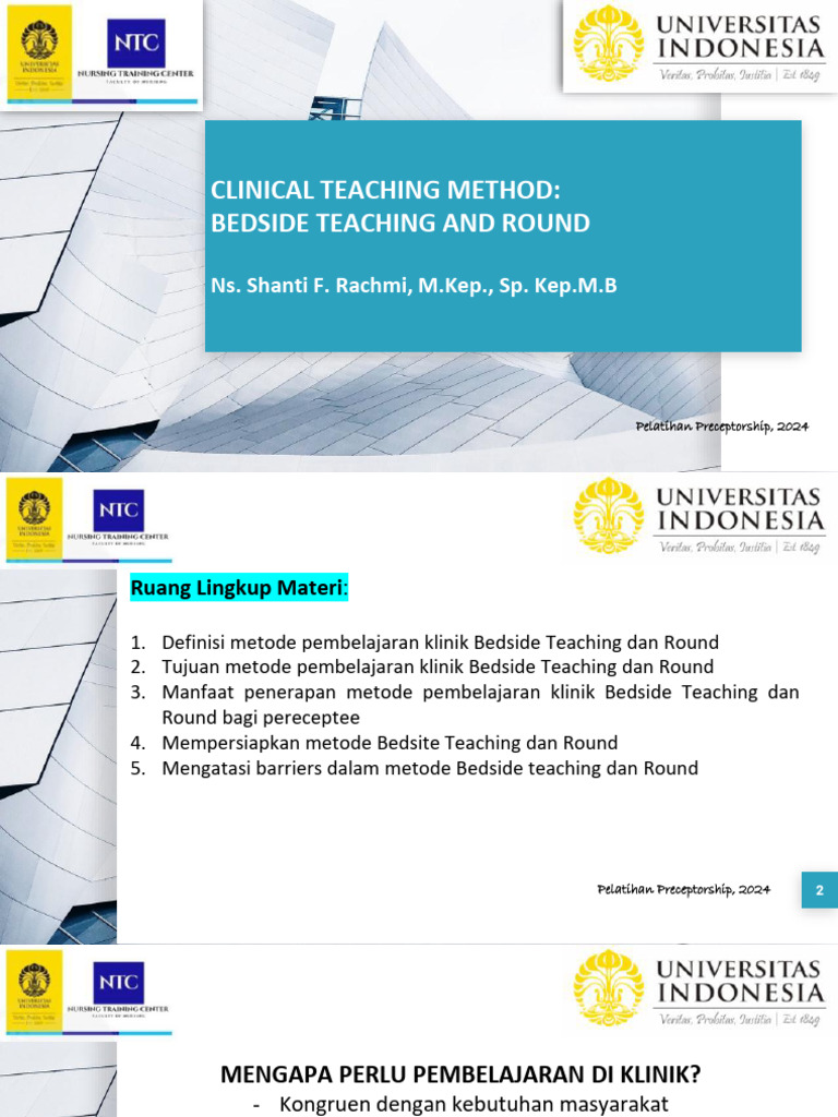 6.b. Pelatihan Preceptorship_Bedside Teaching & Round dan Tugas Kelompok | PDF