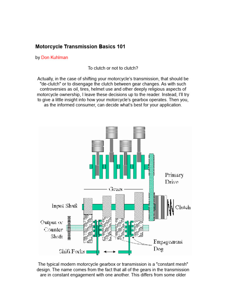 Motorcycle Transmission Explained | PDF | Clutch | Gear
