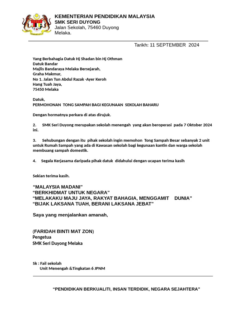 Surat MBMB | PDF