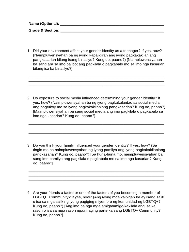 pr1 Questionnaire & Design | PDF