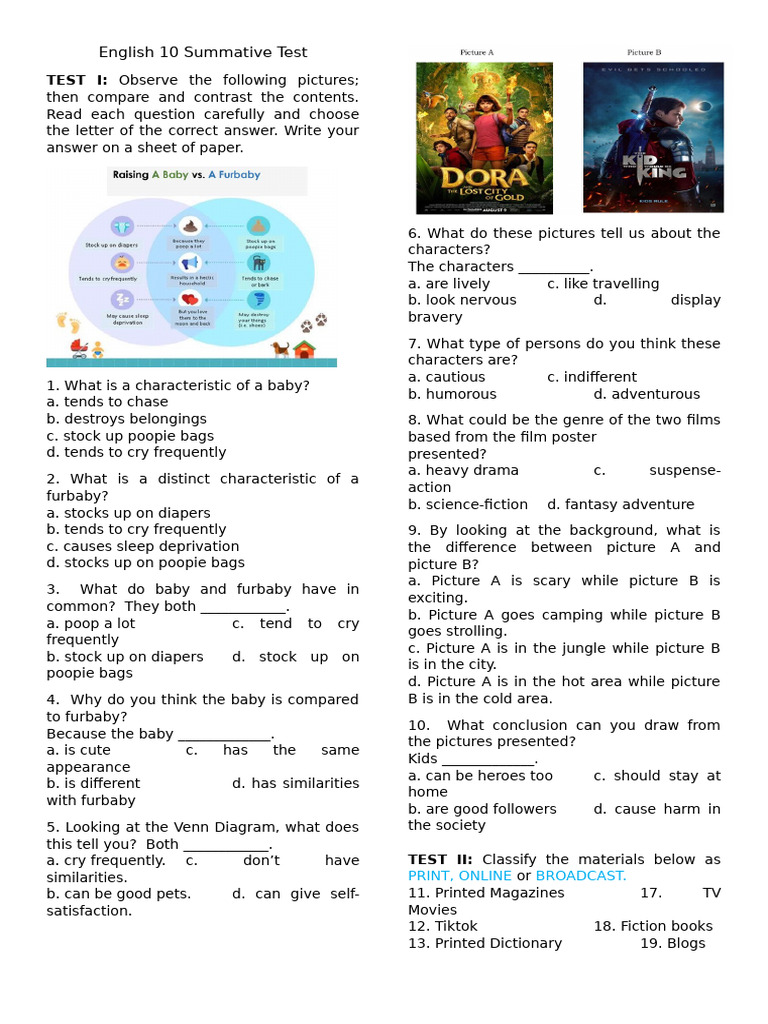 English 10 Summative Test Questions | PDF