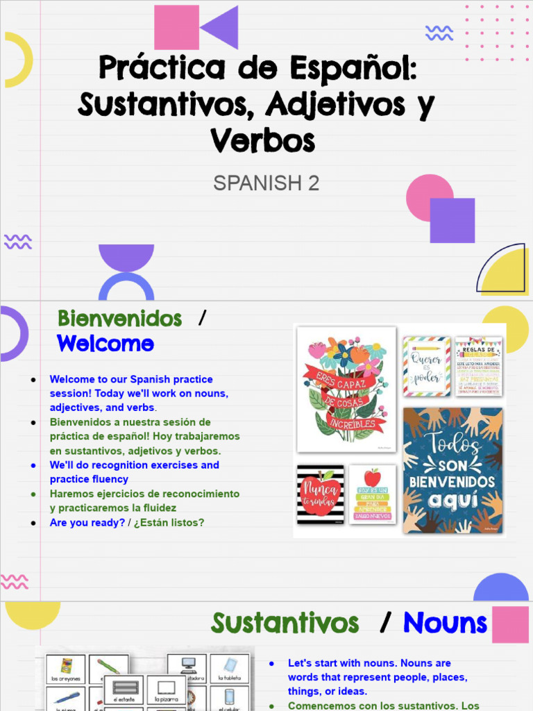 Sustantivos, Adjetivos y Verbos | PDF | Gramática | Mecánica del lenguaje