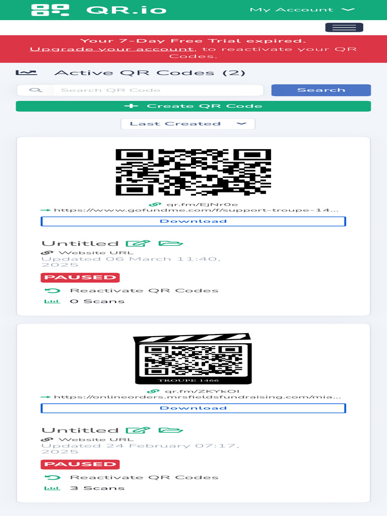 Active QR Codes Dashboard | PDF