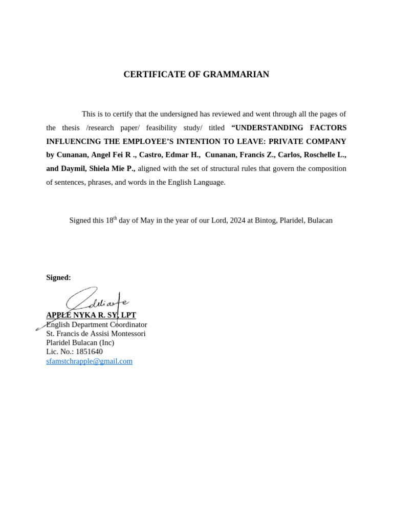 CERTIFICATE-OF-GRAMMARIAN-and-PLAGIARISM | PDF