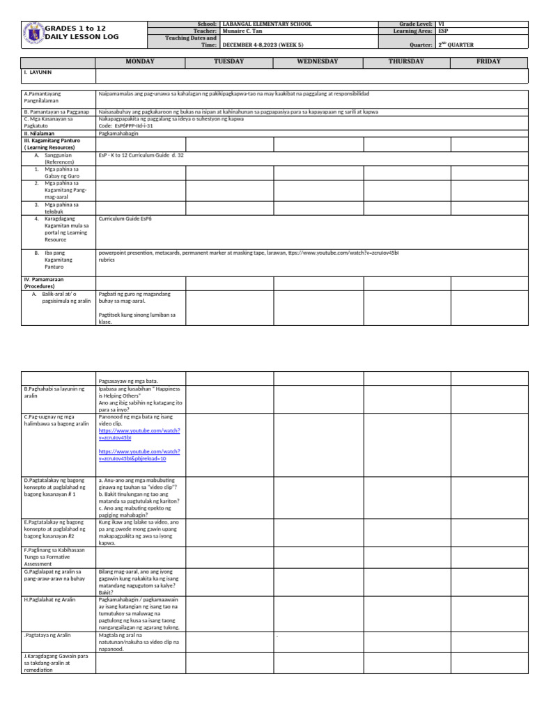ESP DLL Q2week5 | PDF