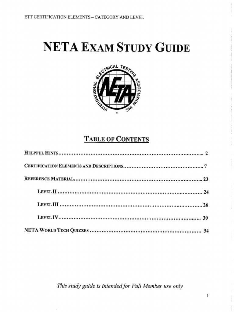 NETA StudyGuide 2011 | PDF