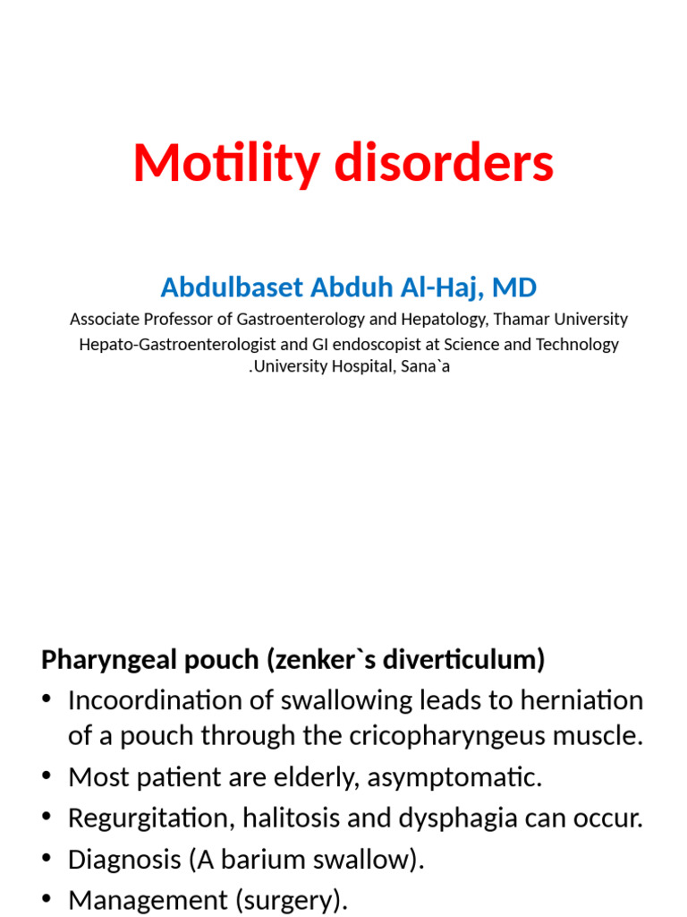 Motility Disorder | PDF | Esophagus | Medical Specialties