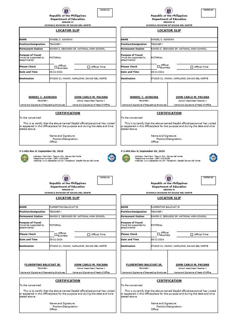 Locator-Slip MAY 21, 2024 (Pictorial) | PDF | Government Related ...