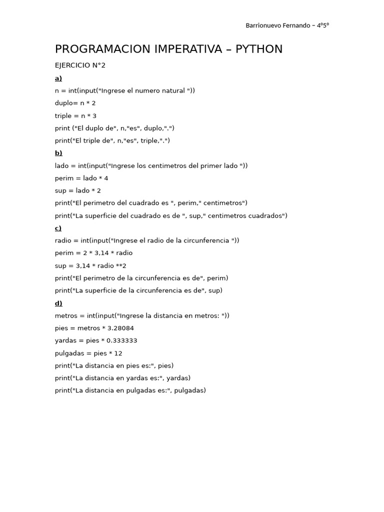 PROGRAMACION IMPERATIVA - PYTHON | PDF