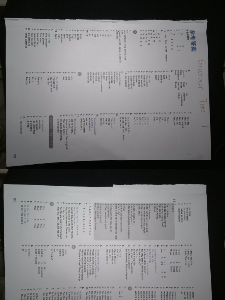 Grammar Time Answer Key 1 | PDF