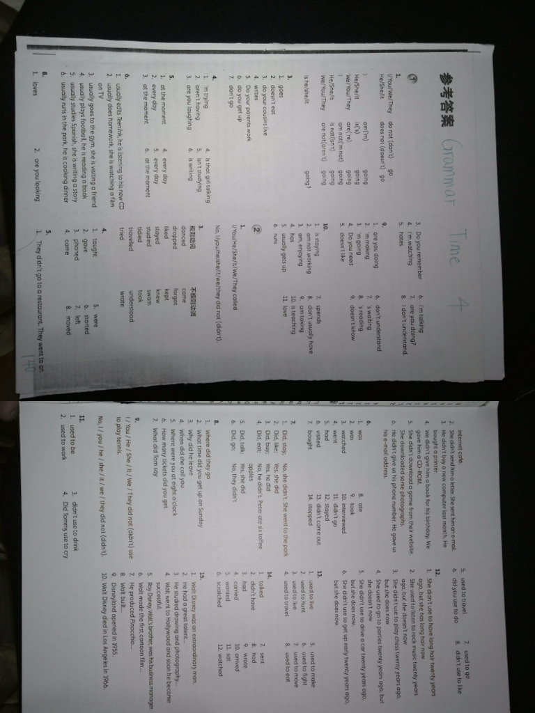 Grammar Time Answer Key 4 | PDF