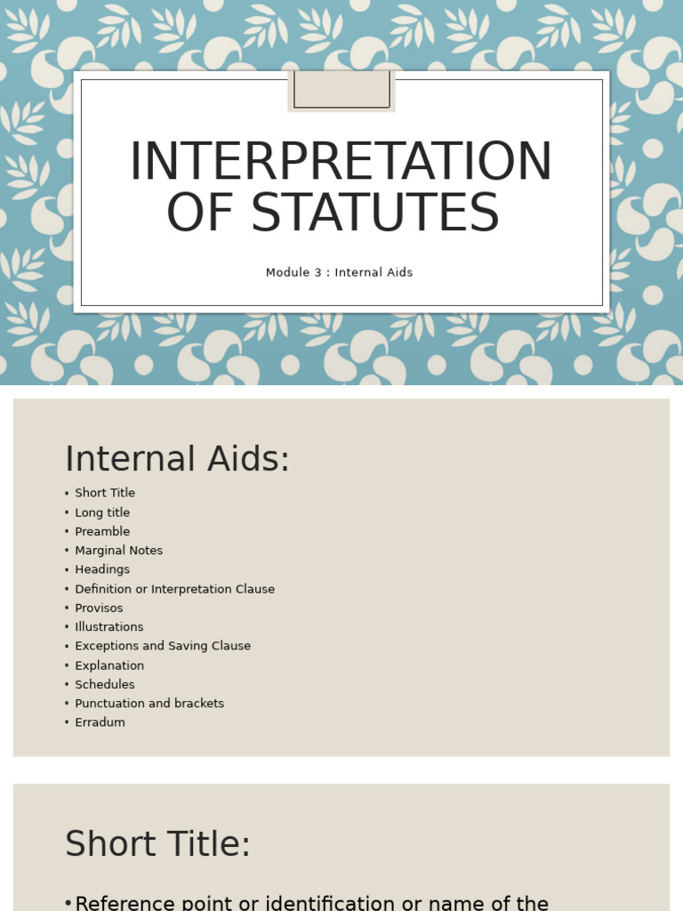 Interpretation of Statutes - Internal Aids | PDF | Constitutional Law ...