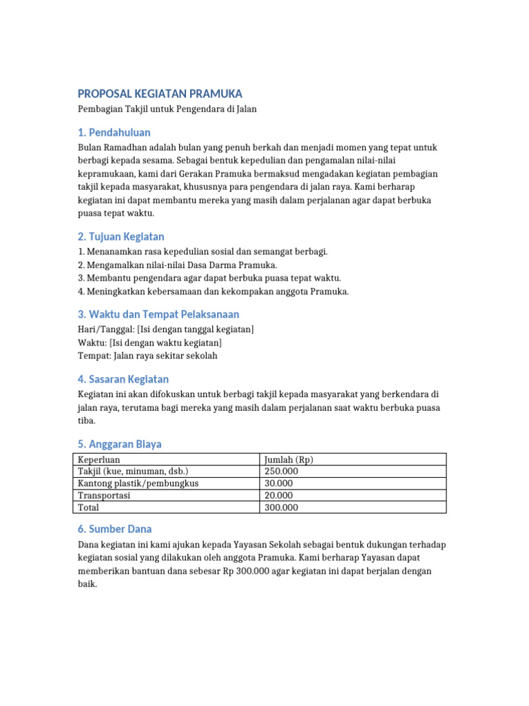 Proposal_Kegiatan_Pramuka_Takjil_Tabel | PDF