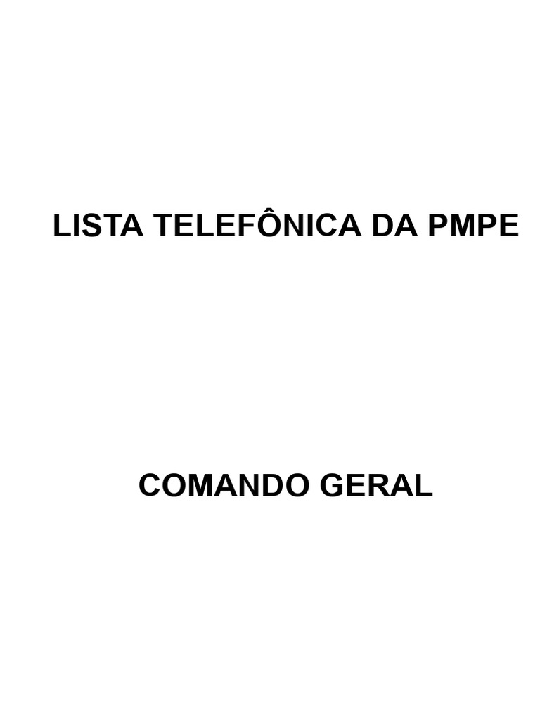 Lista Telefônica da PMPE | PDF | Organização militar | Militar