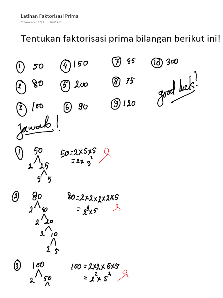Latihan Faktorisasi Prima | PDF